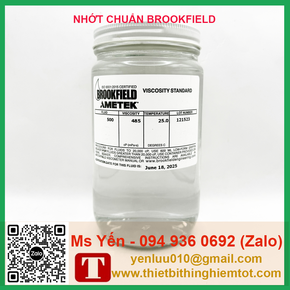 Nhớt chuẩn hãng Brookfield Ametek - Thiết bị thí nghiệm